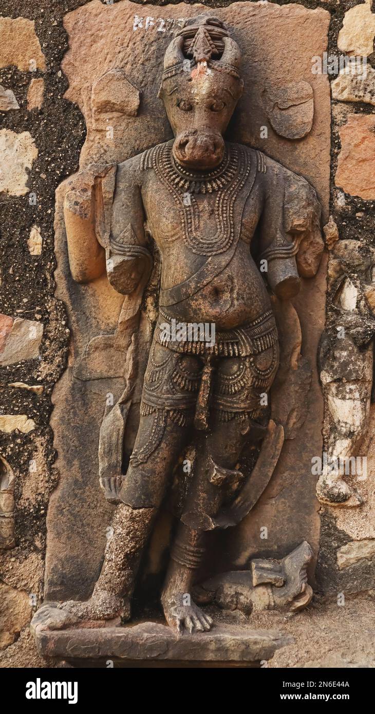 Sculpture of Nandi on Kalinjar Fort, Banda, Uttar Pradesh, India Stock ...