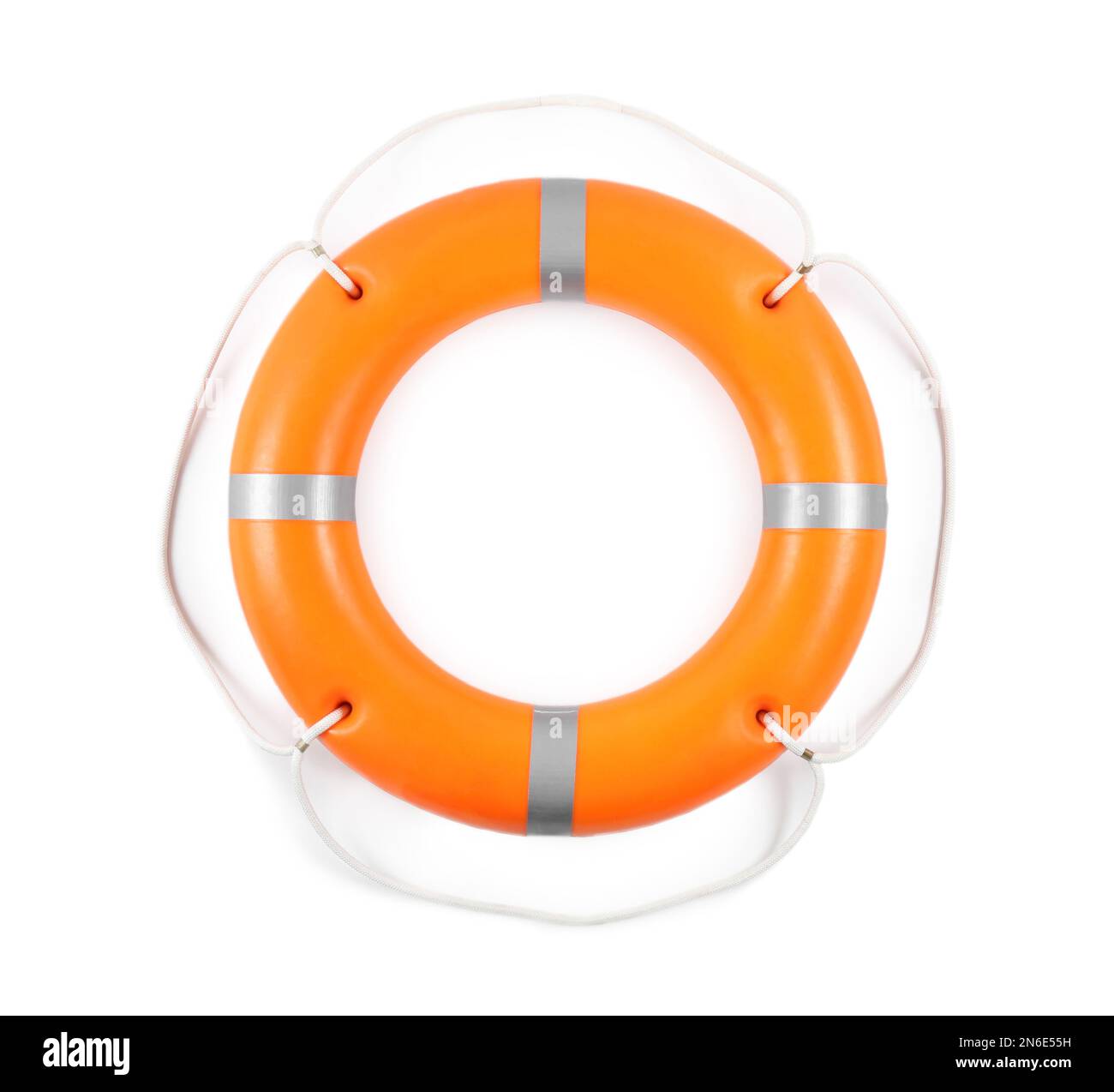 Orange lifebuoy isolated on white. Rescue equipment Stock Photo - Alamy