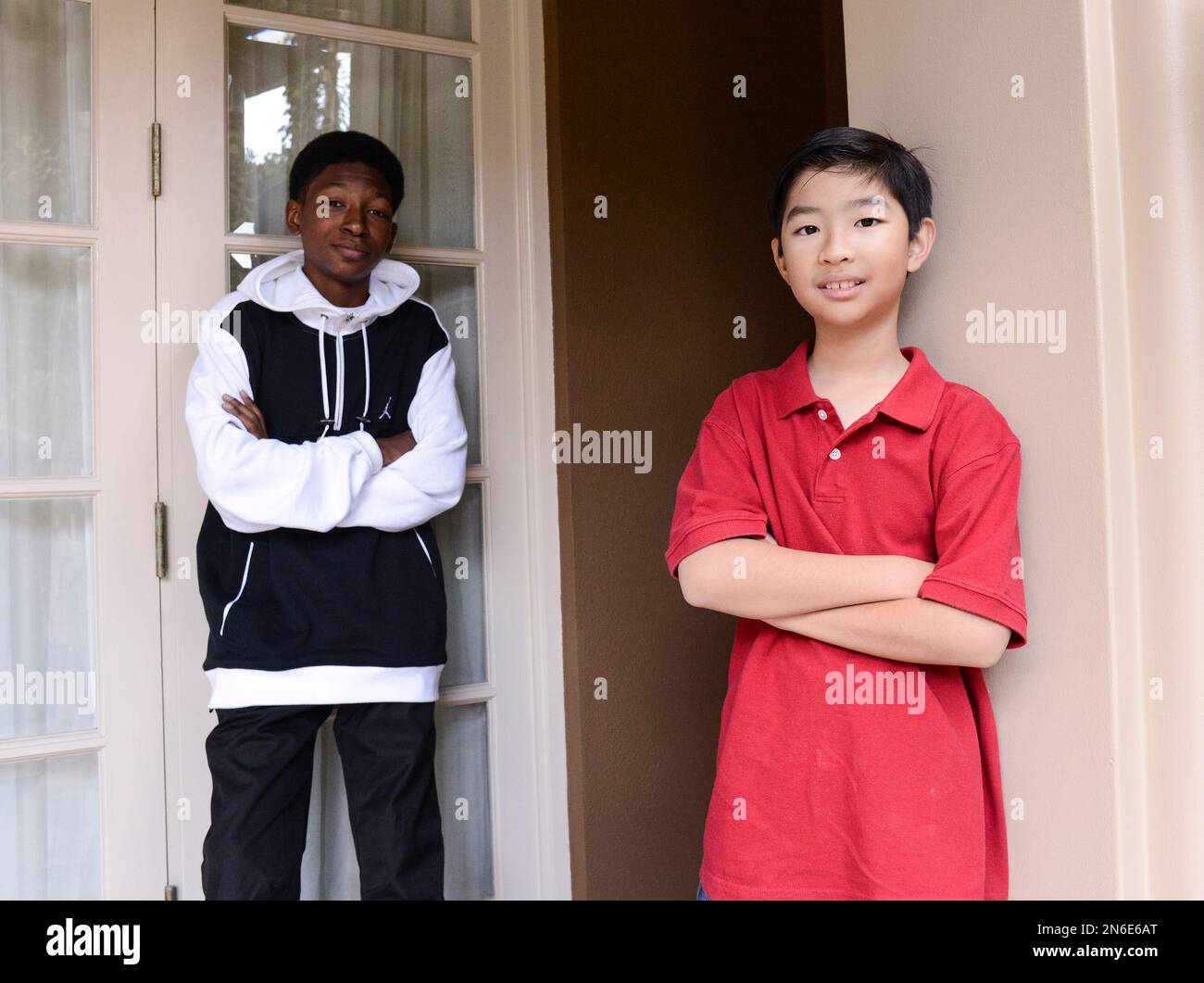 In this Monday, Oct. 7, 2013 photo, actors Skylan Brooks, left, and ...