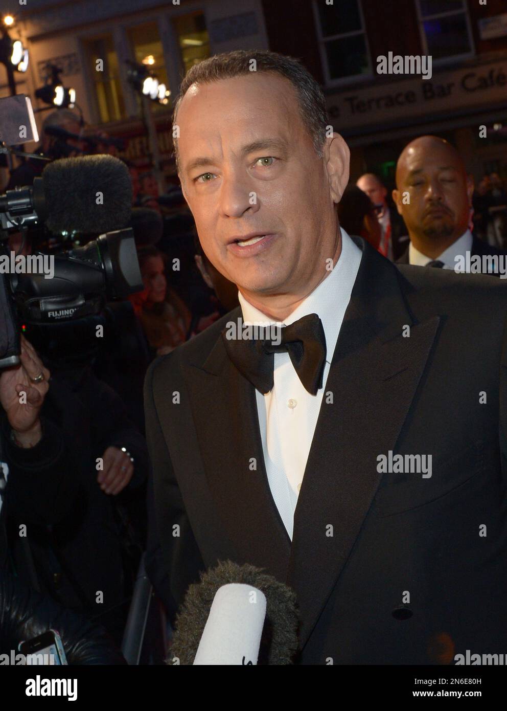 American actor Tom Hanks gives interview on the red carpet as he ...