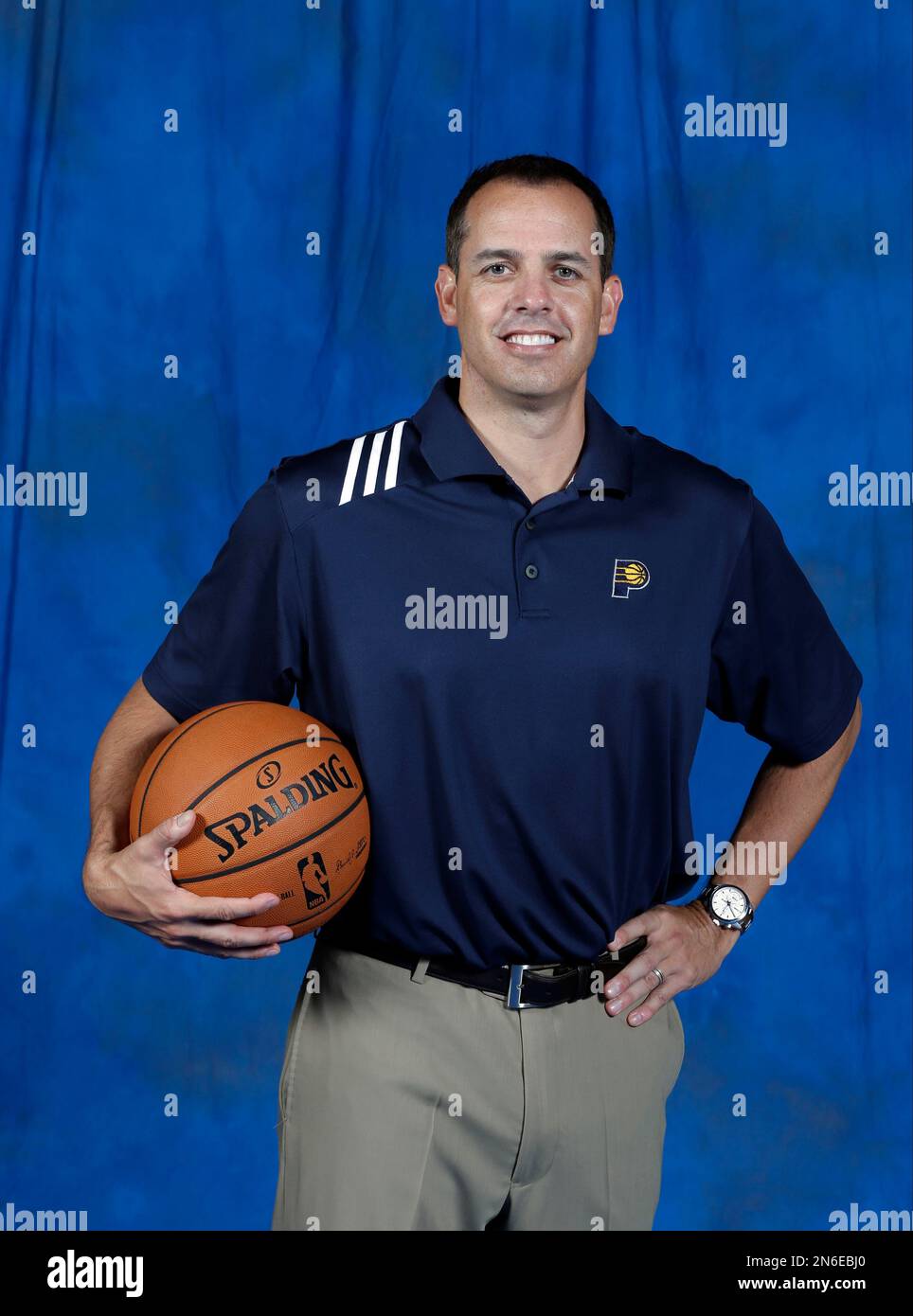 Indiana Pacers head coach Frank Vogel poses for a photograph during NBA ...