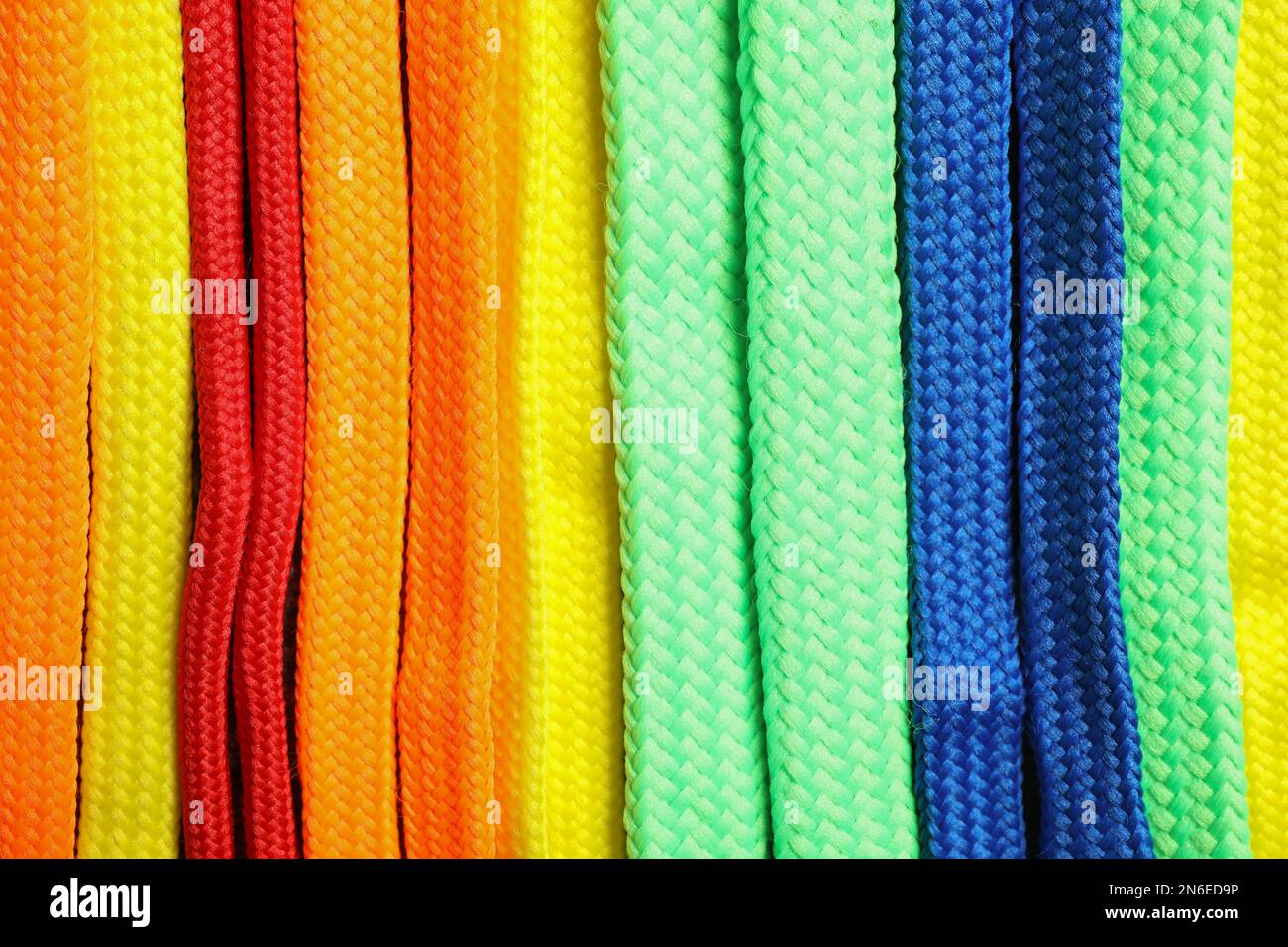 Colorful shoelaces as background, closeup. Stylish accessory Stock ...