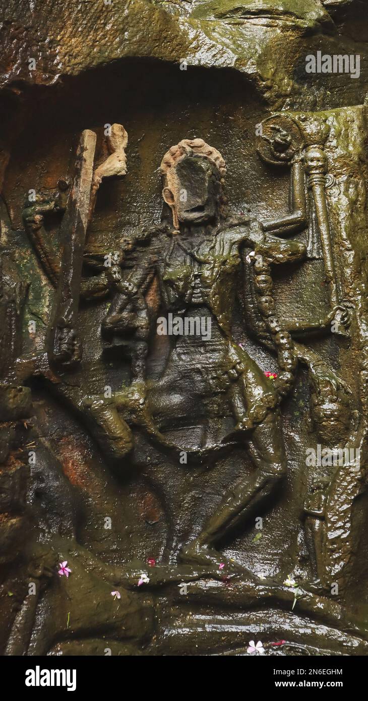 Sculpture of Goddess Chamunda Carving on the Rock of Nilkantha Temple ...
