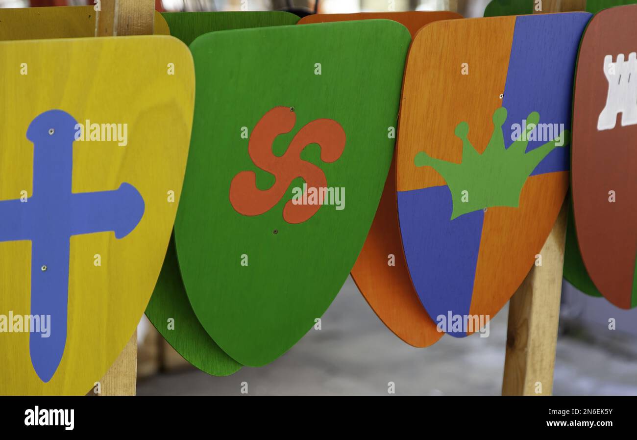 Detail of medieval war objects, history Stock Photo - Alamy