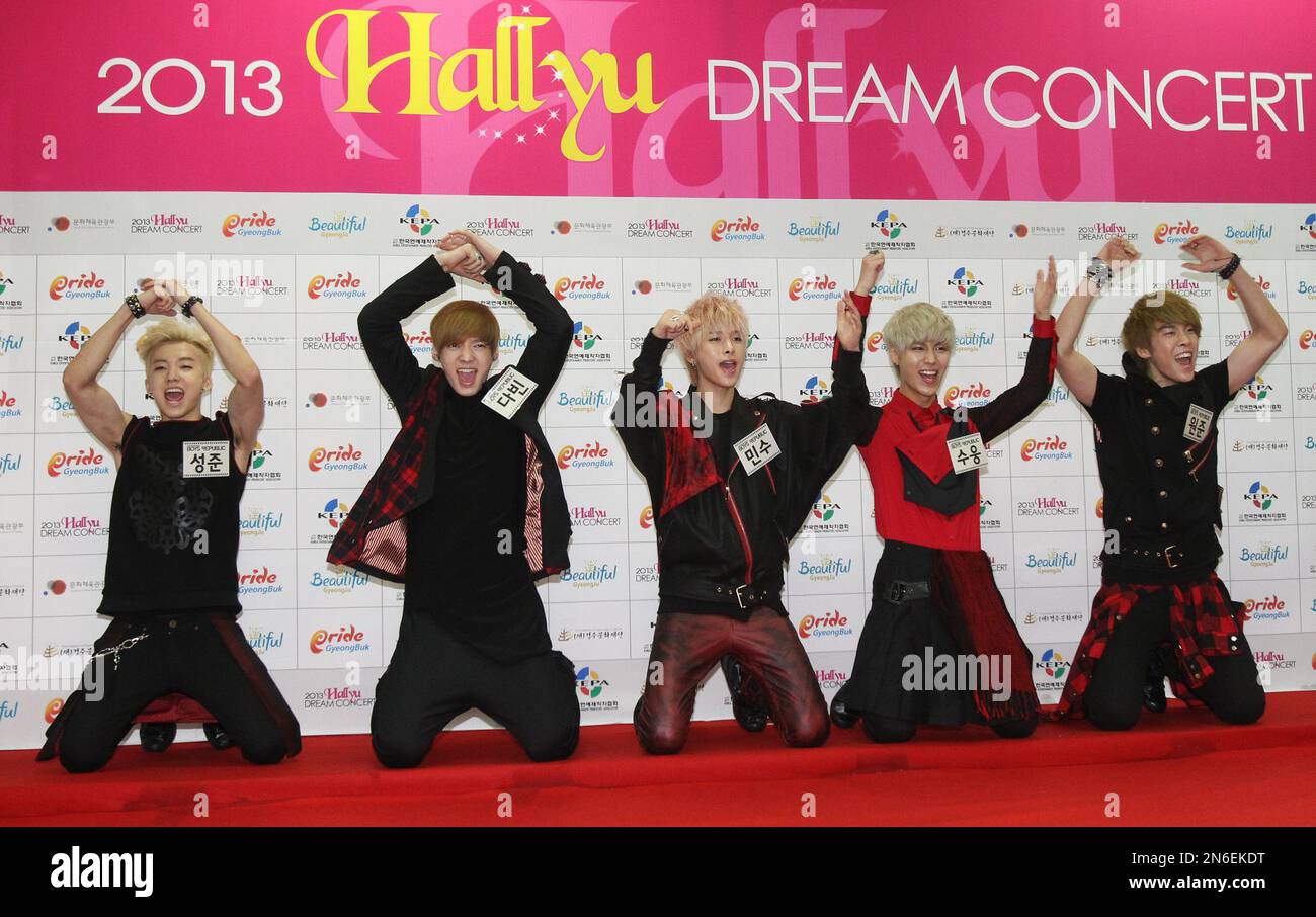South Korean K-Pop boy group A-Jax poses during Hallyu Dream Concert in ...