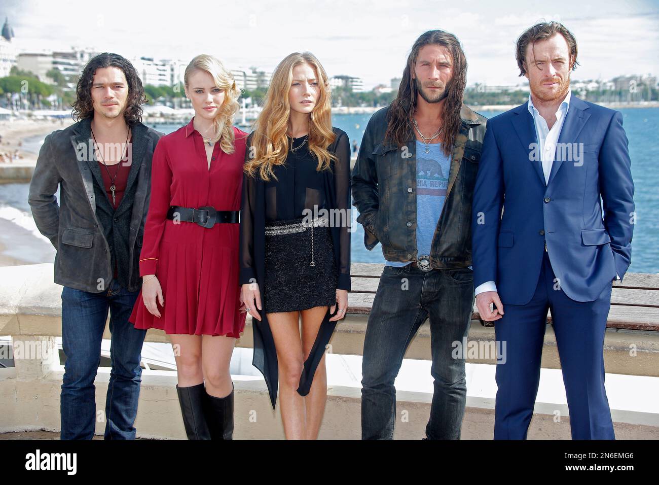 From left, actors Luke Arnold, Hannah New, Clara Paget, Zach McGowan ...