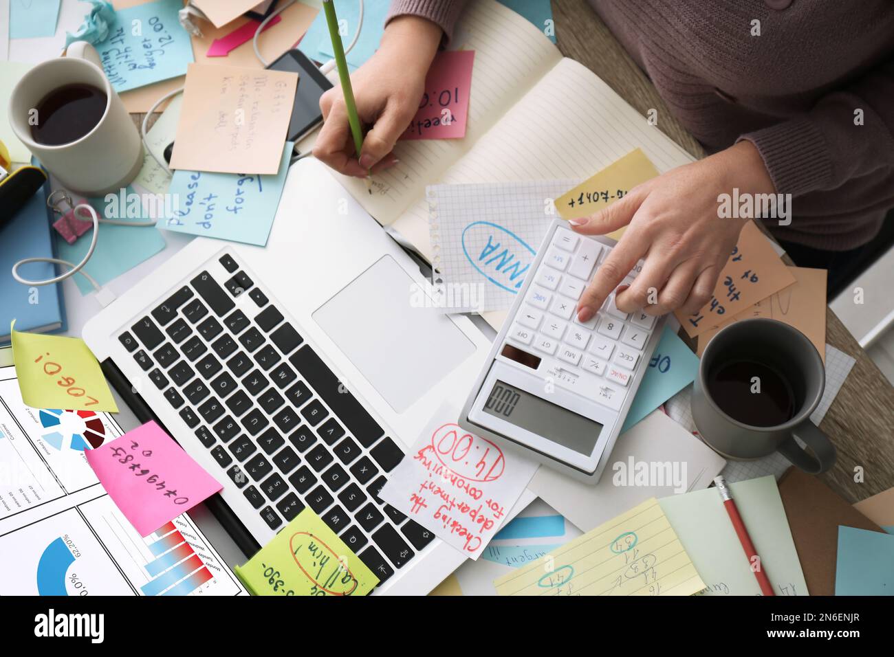 Messy desk top view hi-res stock photography and images - Alamy