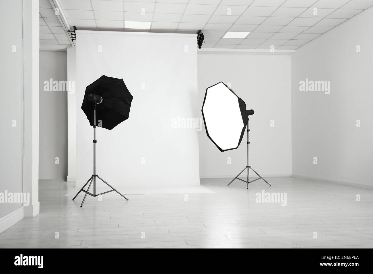 Photo studio interior with set of professional equipment Stock Photo ...