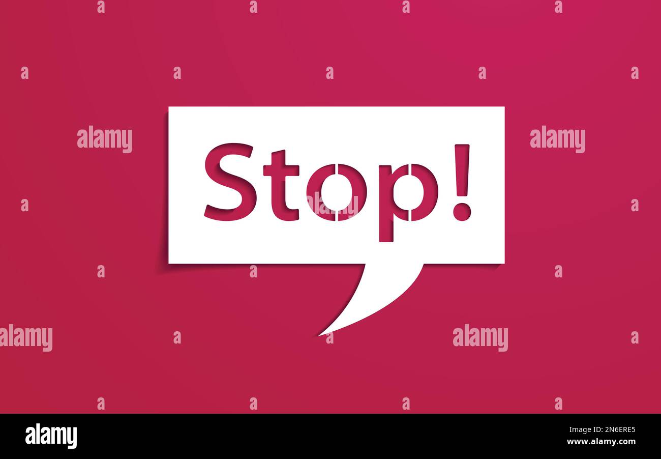 Speech bubble with stop inscription, paper-cut technique Stock Vector ...