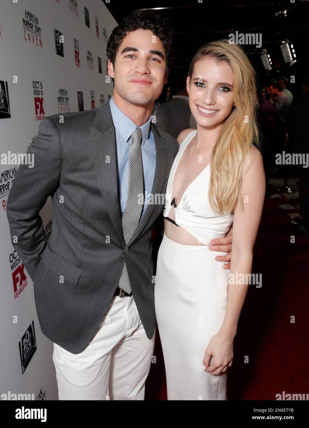 Darren Criss and Emma Roberts on the red carpet of the premiere ...