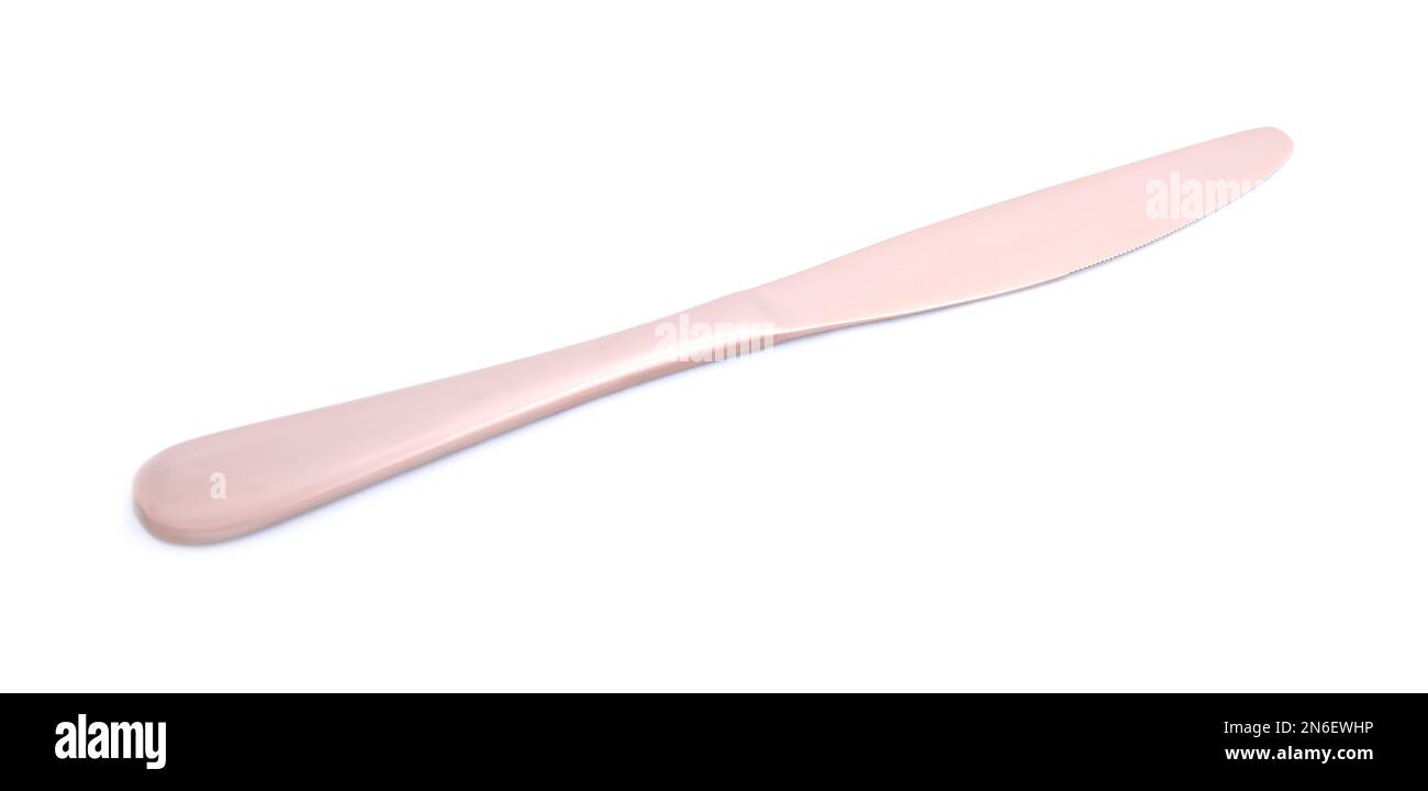 New clean shiny knife isolated on white Stock Photo - Alamy