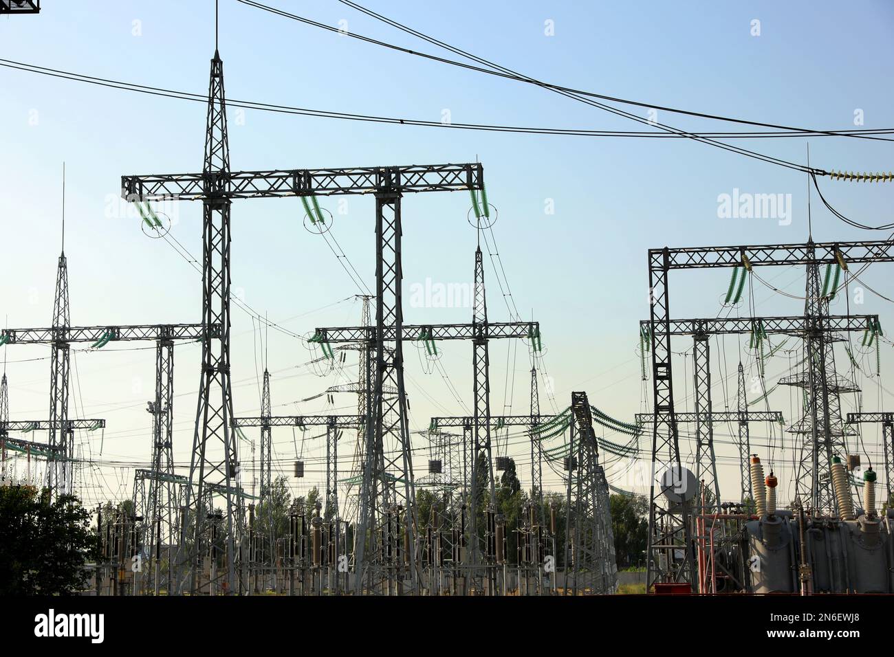 Modern electrical substation outdoors on sunny day Stock Photo - Alamy