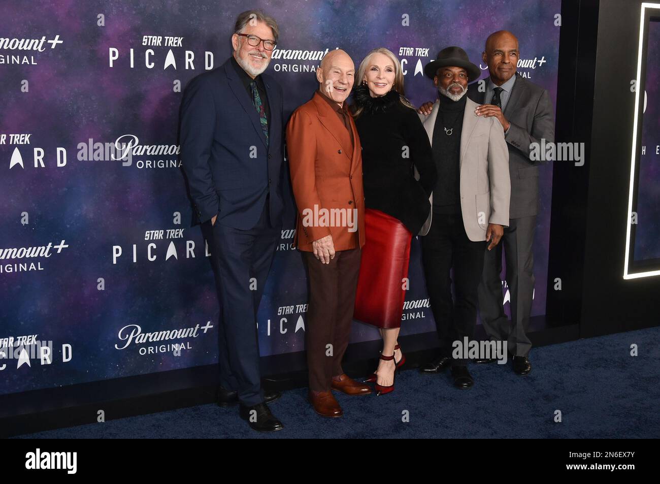 Jonathan Frakes, from left, Patrick Stewart, Gates McFadden, Le Var ...