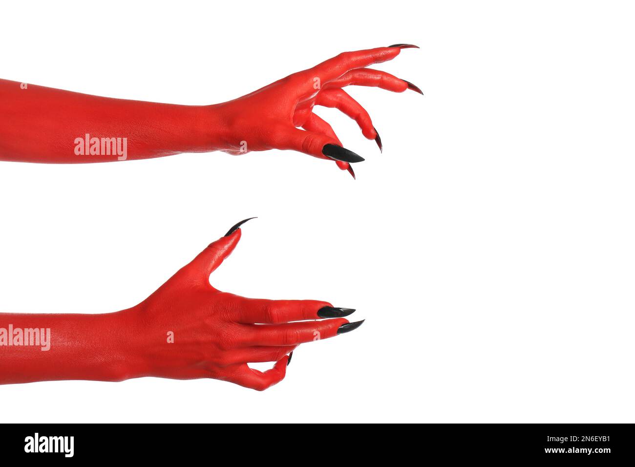 Scary monster on white background, closeup of hands. Halloween ...