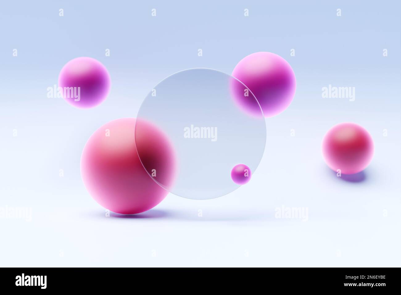 3D illustration transparent round frame for text on a colorful ...