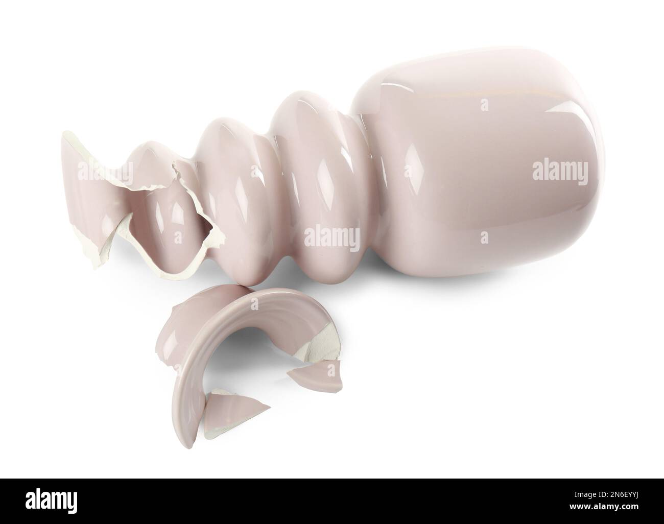 Broken pink ceramic vase isolated on white Stock Photo - Alamy