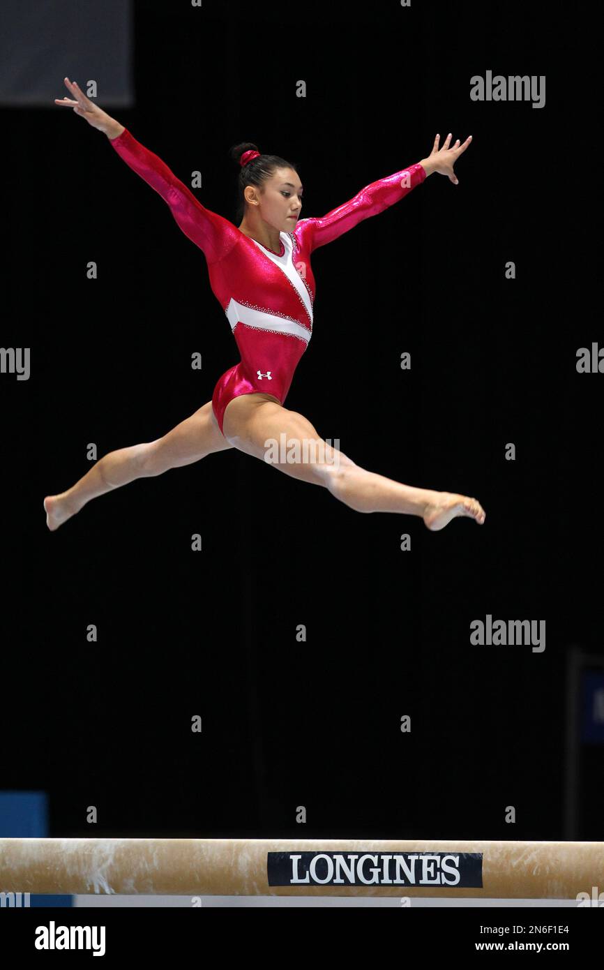 Silver medallist Kyla Ross of the U.S. competes on the balance beam ...