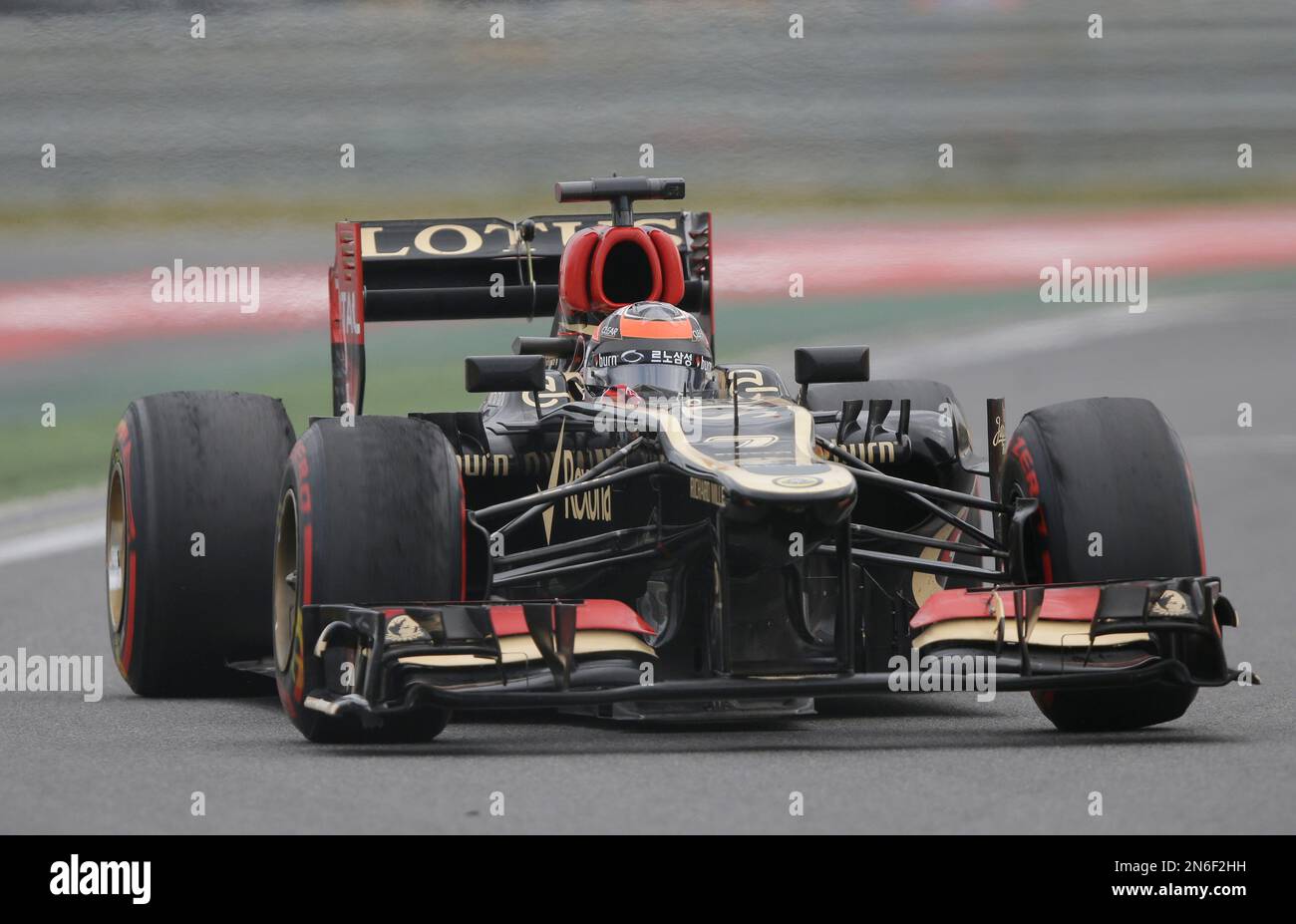 Lotus driver Kimi Raikkonen of Finland steers his car during the Korean ...