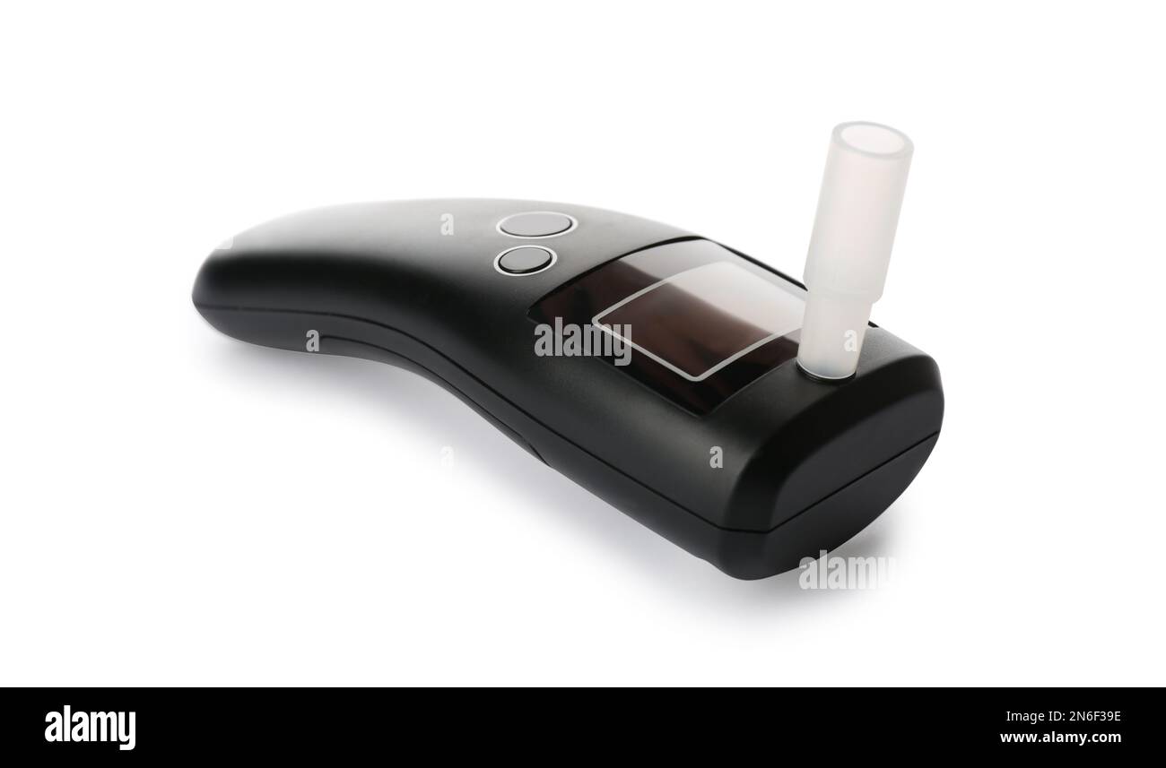 New modern digital breathalyzer on white background Stock Photo - Alamy