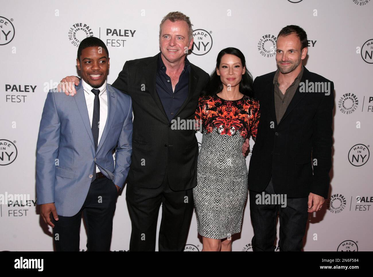 From left, actors Jon Michael Hall, Aidan Quinn, Lucy Liu and Jonny Lee Miller attend a ...