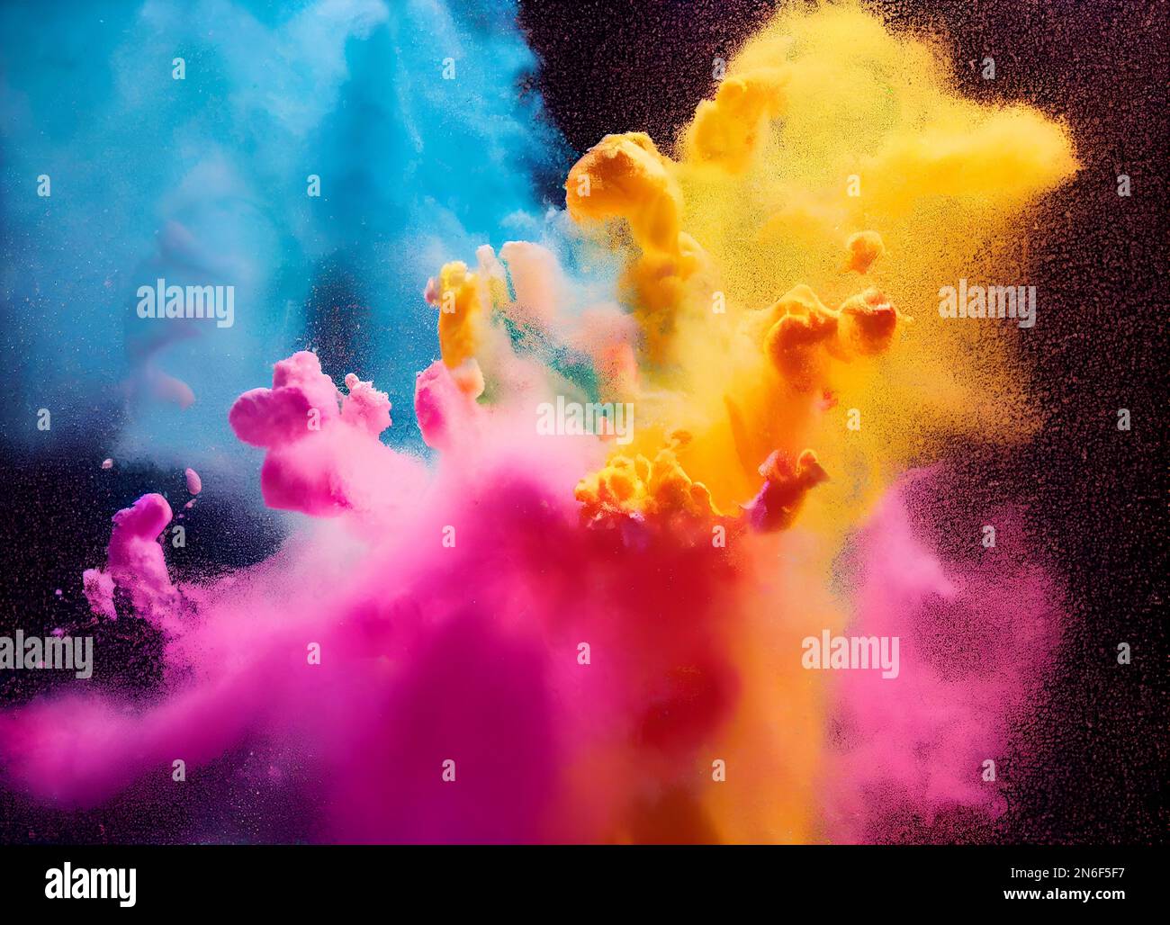 A colorful powder explosion on a black background Stock Photo - Alamy