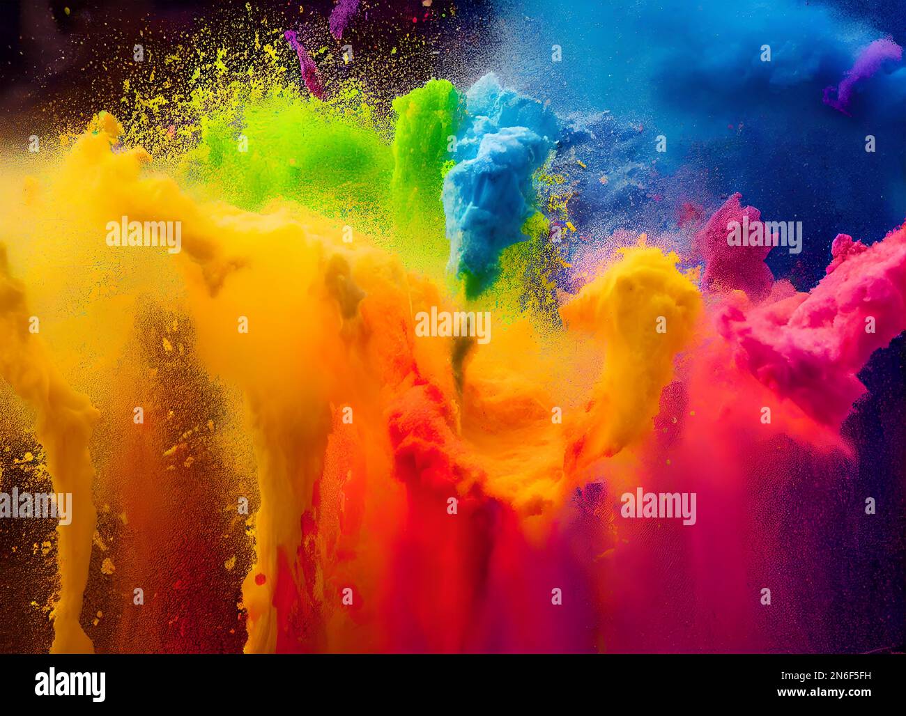 A colorful powder explosion on a black background Stock Photo - Alamy