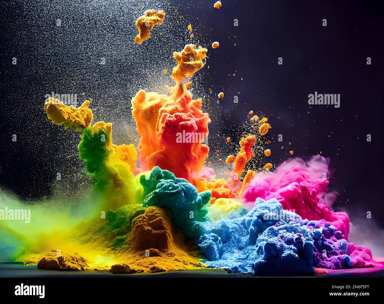 A colorful powder explosion on a black background Stock Photo - Alamy