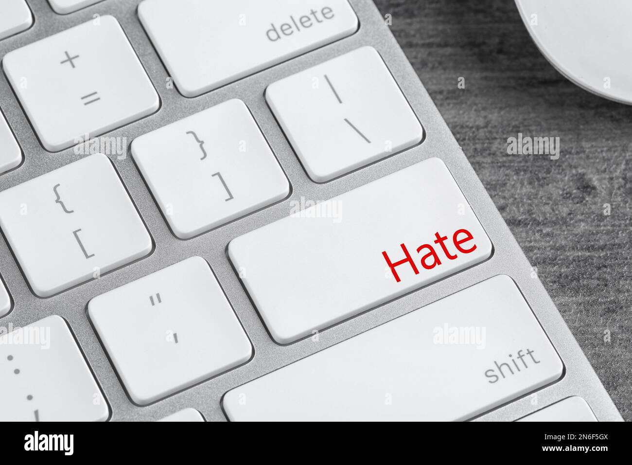 Button with text Hate on computer keyboard, closeup Stock Photo - Alamy
