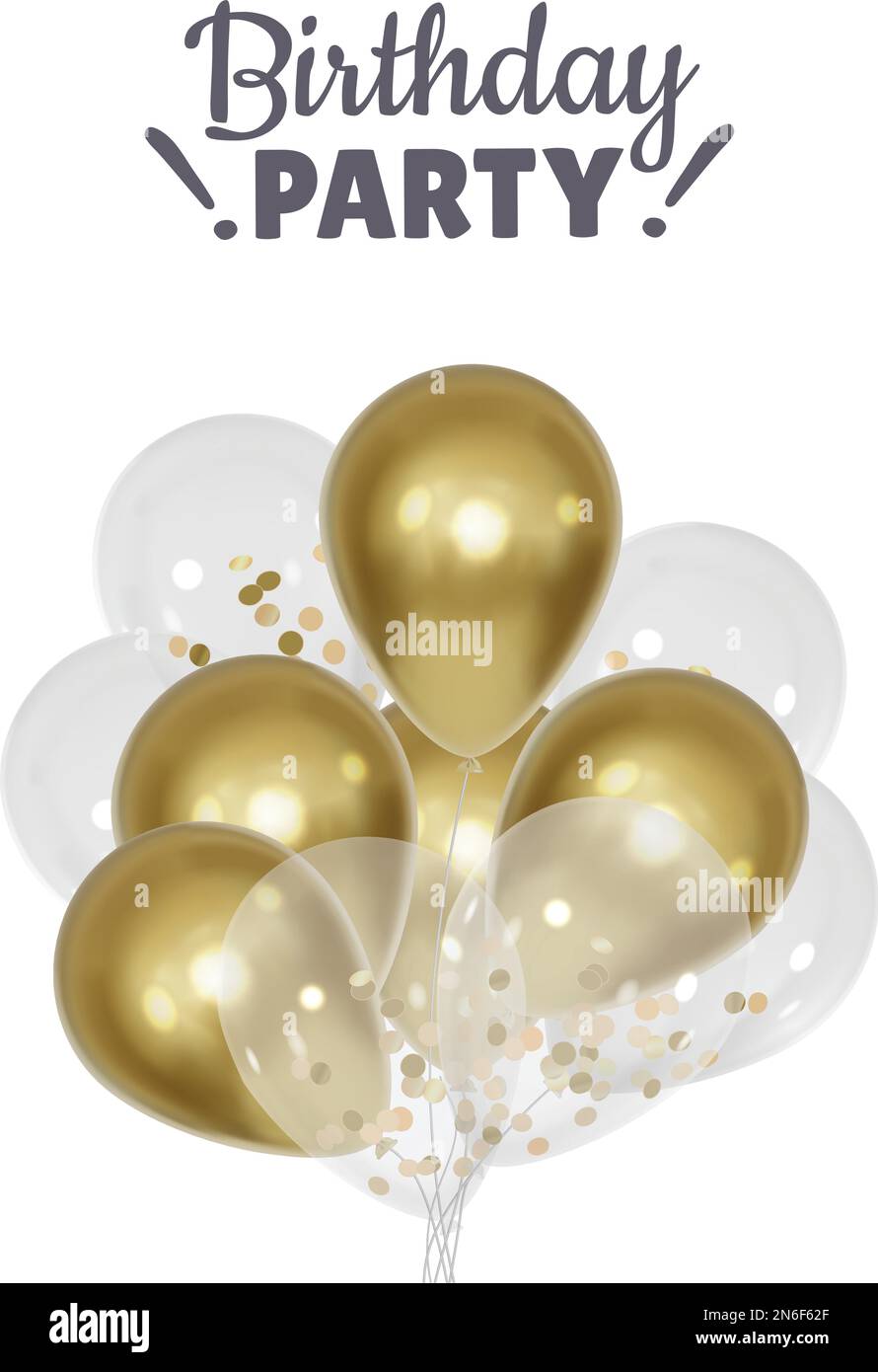 realistic vector balloons gold and transparent congratulation poster ...