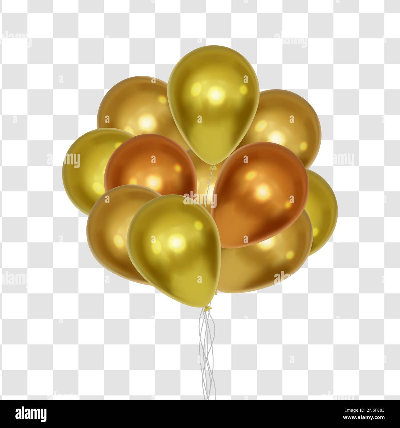Realistic golden vector balloons arrangement on transparent background ...