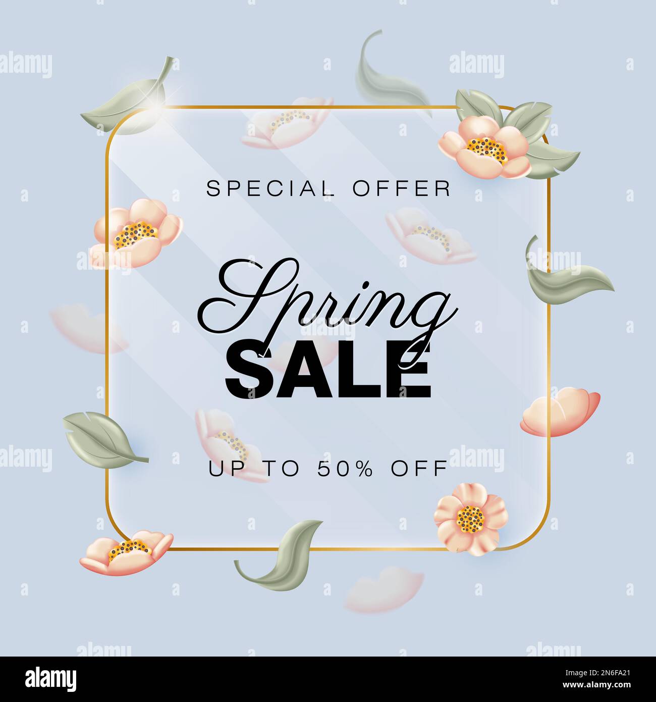 Spring Sale Template with flying Blossom Blooming Cherry Flowers ...