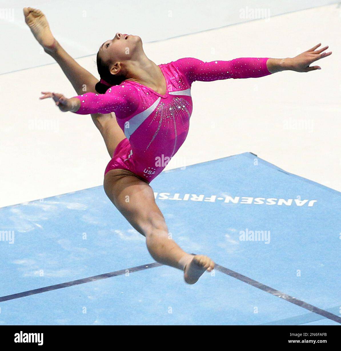 United States gymnast Kyla Ross competes in the floor exercise during ...