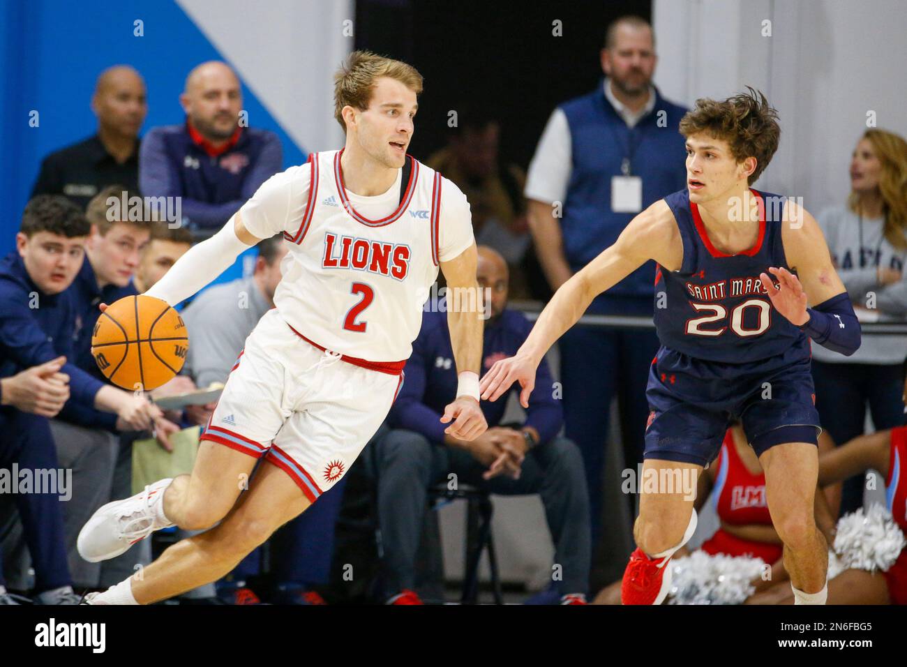 Loyola Marymount guard Justin Ahrens (2) drives against Saint Mary's ...