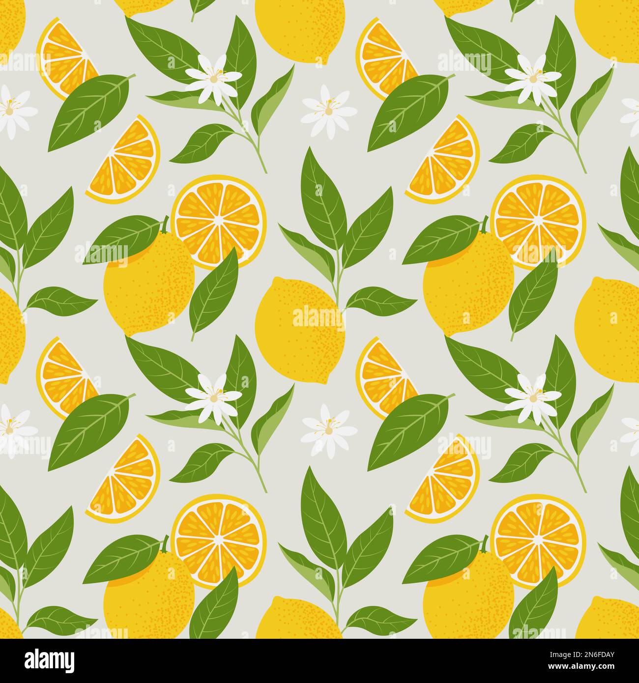 Tropical seamless pattern with yellow lemons. Citrus Fruit background ...
