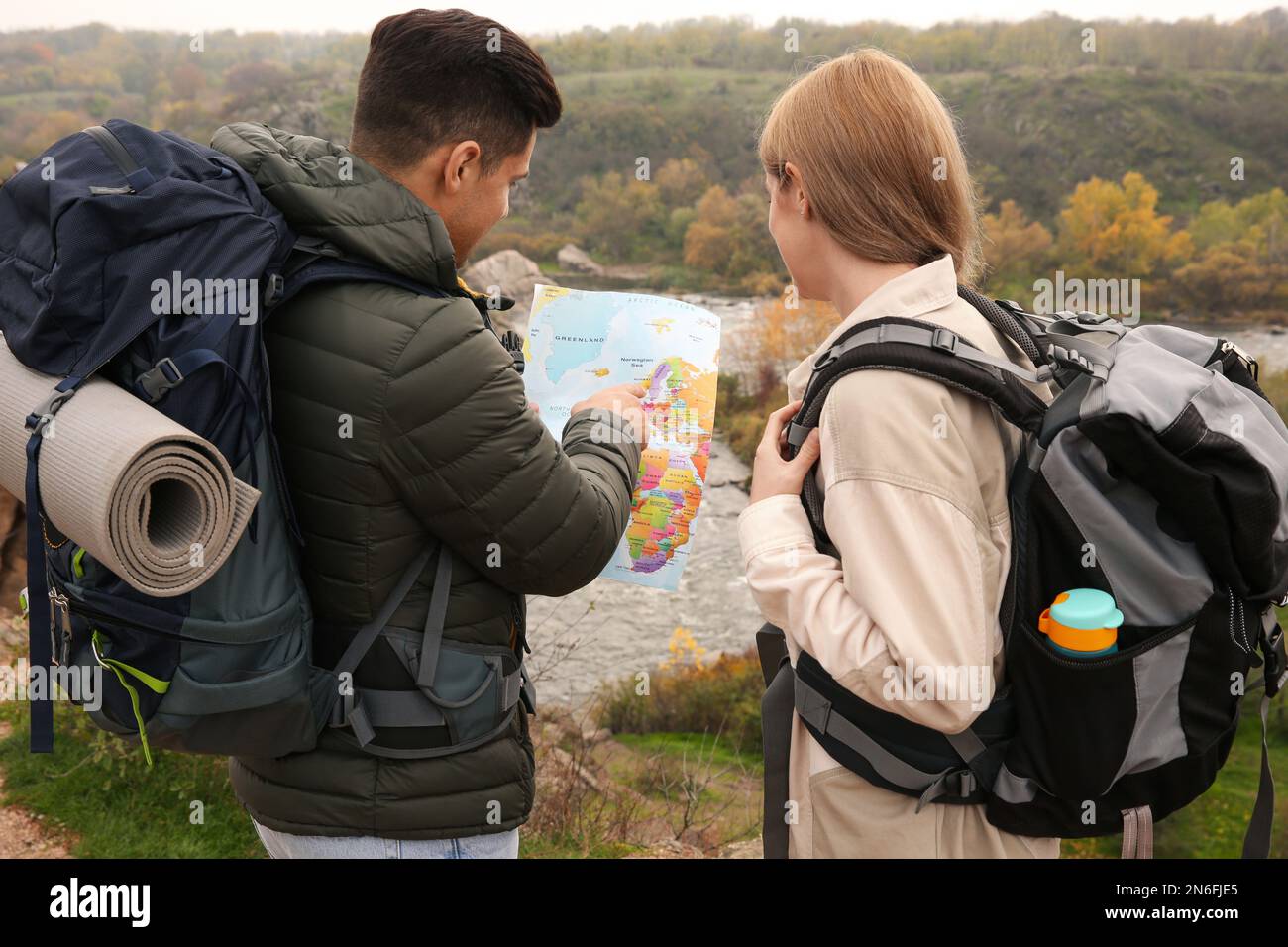 Male travelers in forest hi-res stock photography and images - Alamy
