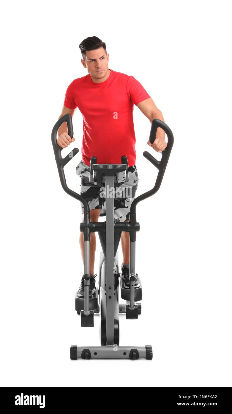 Man gym running machine Cut Out Stock Images & Pictures - Alamy