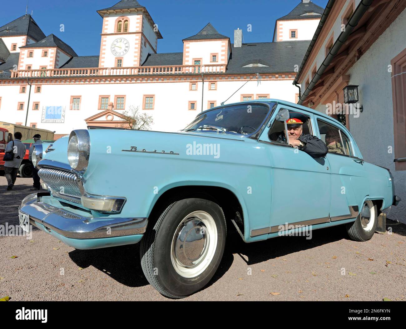 Leberecht Minuth starts with his Russian Volga car in front of the ...