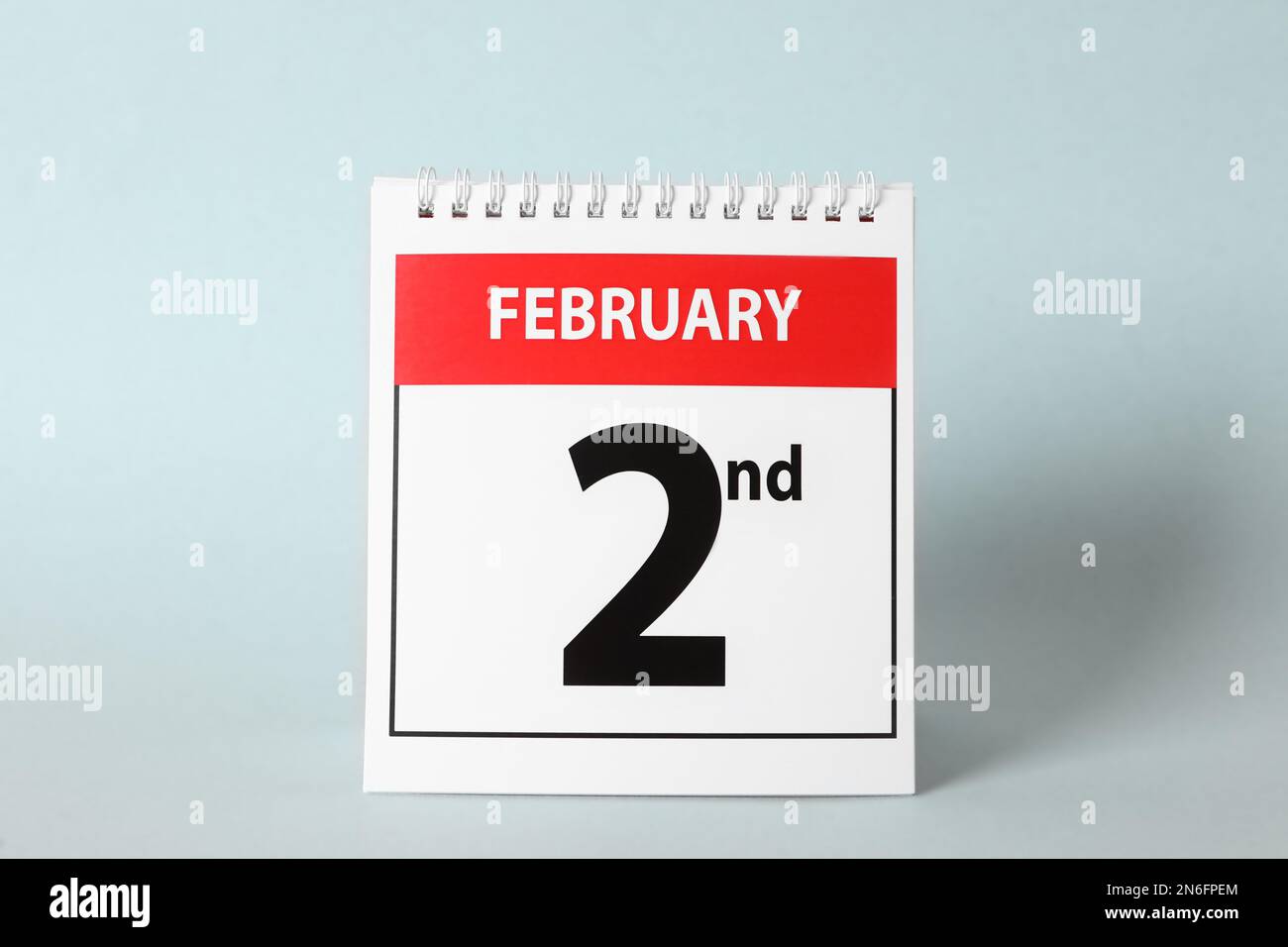 Calendar with date February 2nd on light background. Groundhog day ...