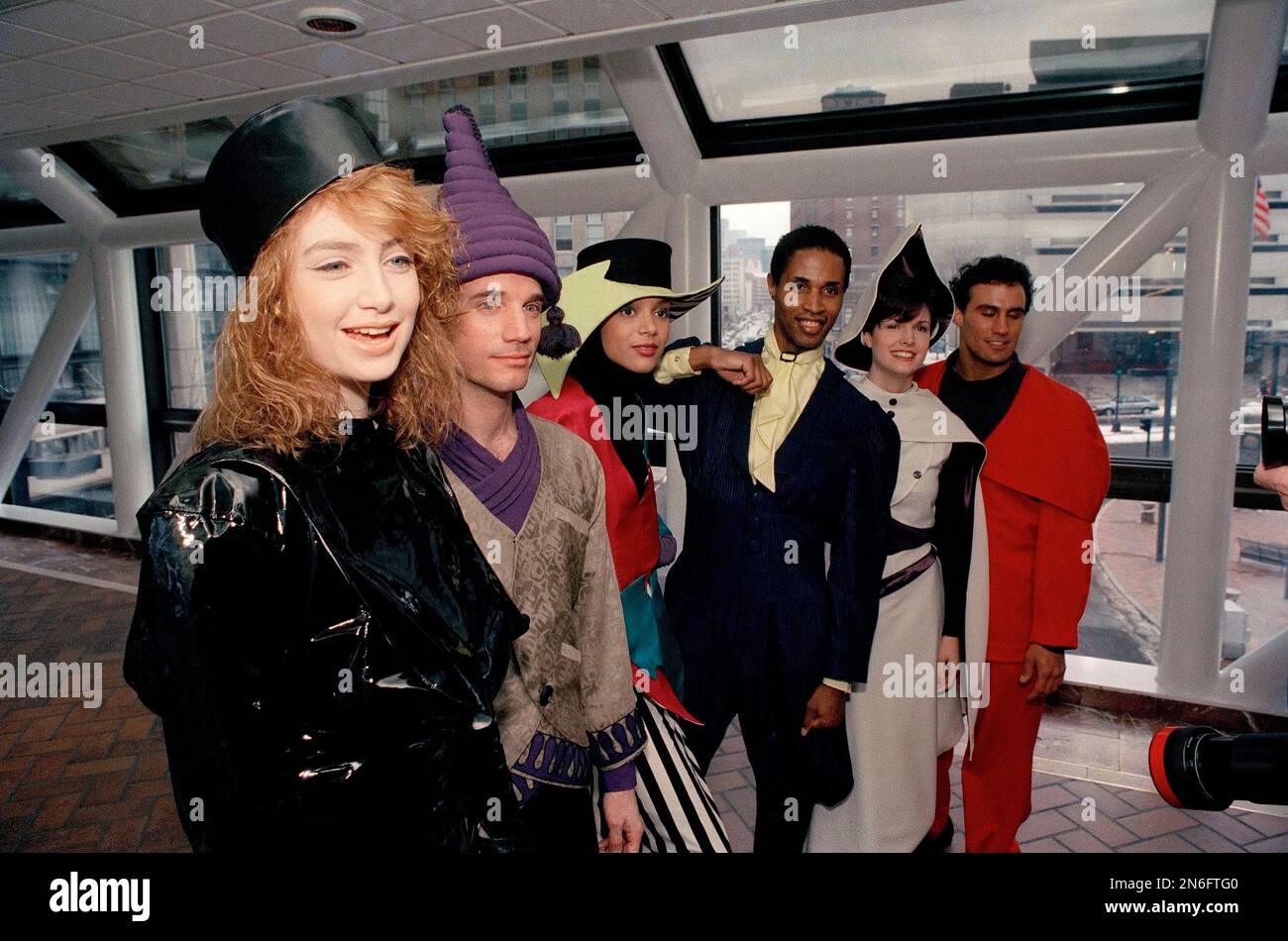Models line-up in Boston, Feb. 28, 1989, during the second annual "Suit ...