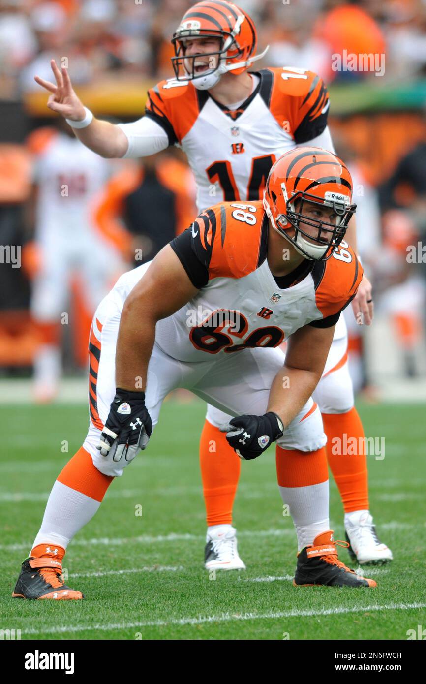 Cincinnati Bengals quarterback Andy Dalton (14) and guard Kevin Zeitler ...