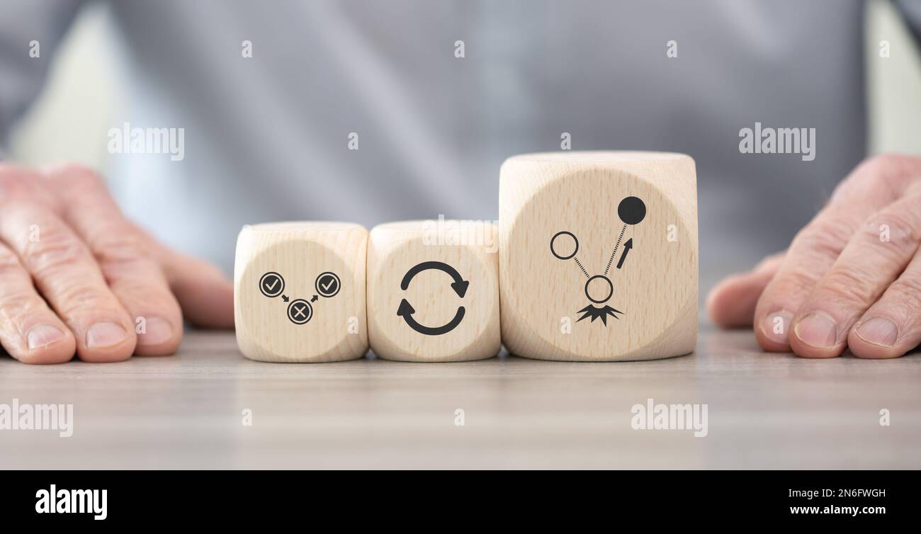 Wooden blocks with symbol of rebound concept Stock Photo - Alamy