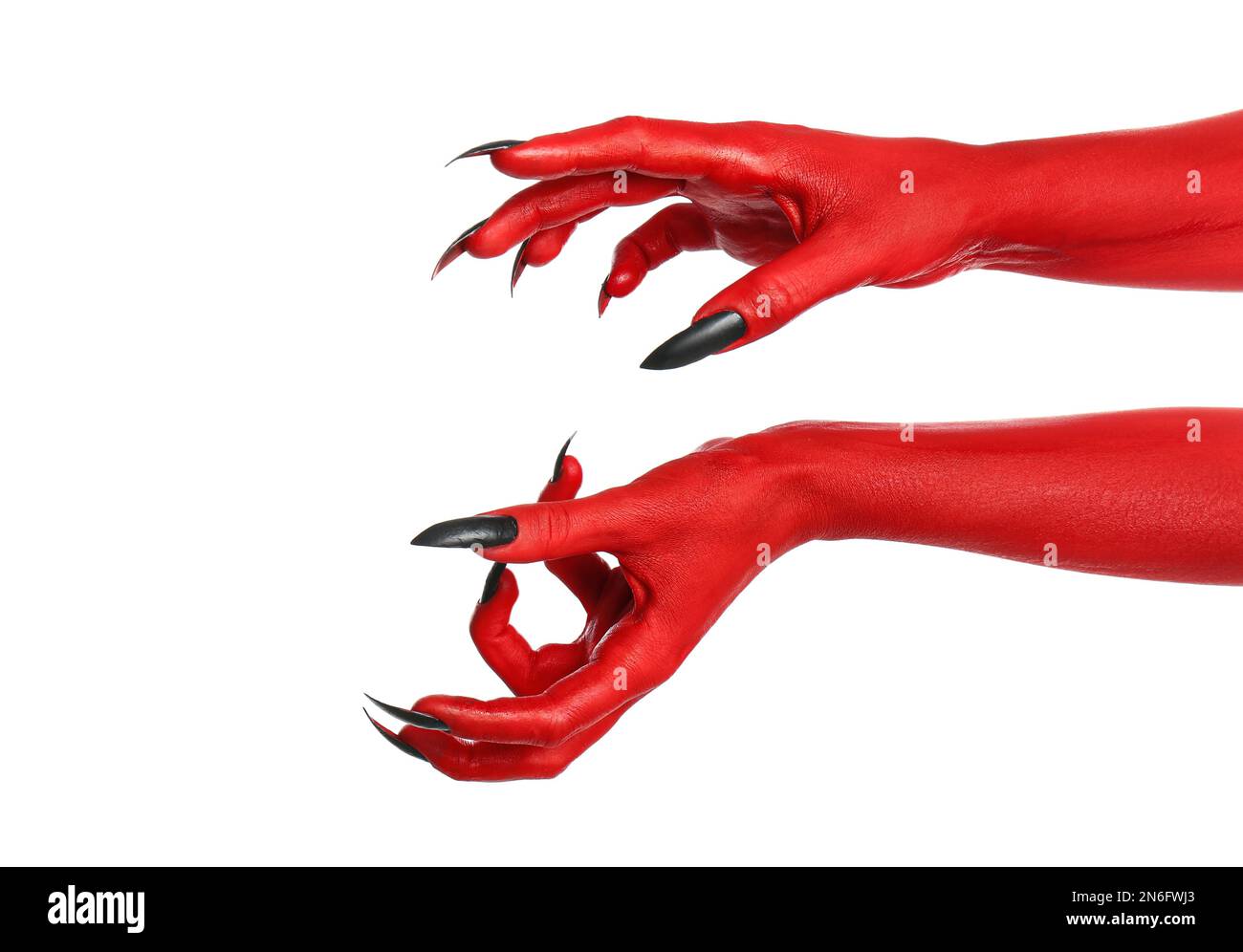 Scary monster on white background, closeup of hands. Halloween ...