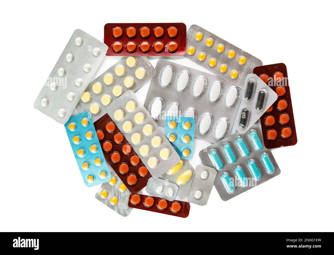Many tablet in blister pack show medicine concept isolate on white ...