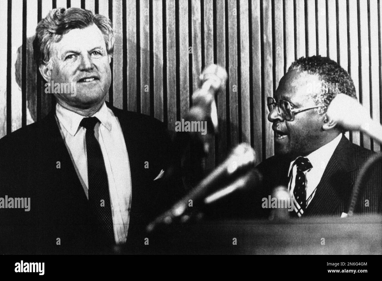 U.S. Senator Edward Kennedy, left, with South African Nobel Peace Prize ...