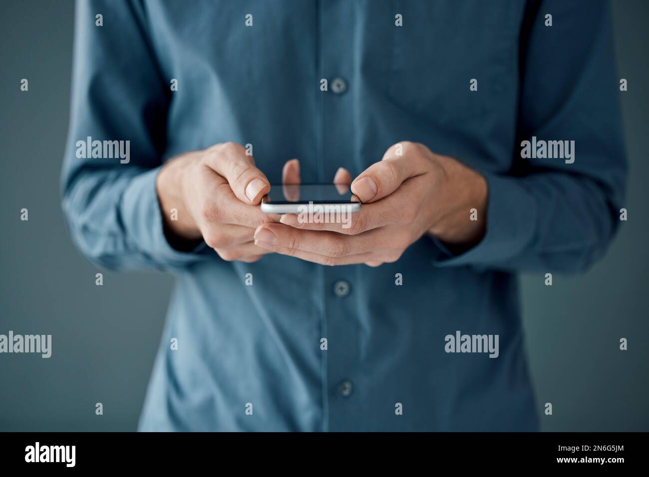 Hands, phone and networking for social media, communication or digital ...