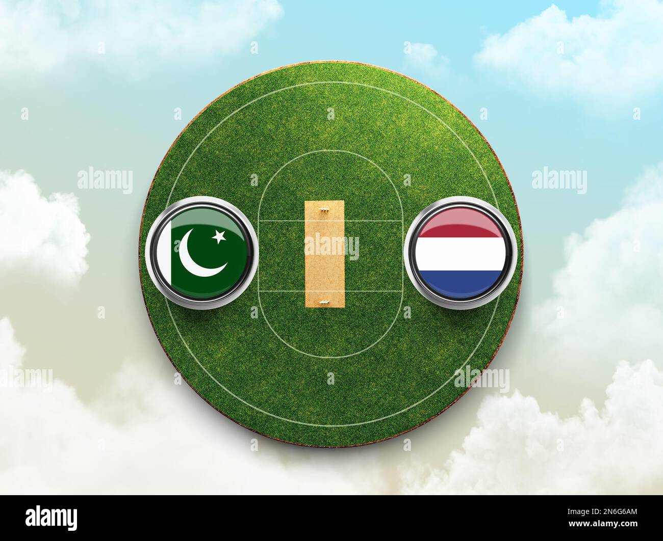 A 3D rendering of Pakistan vs Netherlands cricket flag with Button ...
