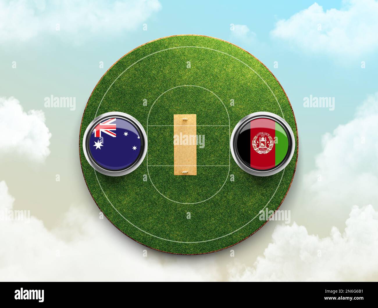 A 3d rendering of Australia vs Afghanistan cricket flag with Button ...