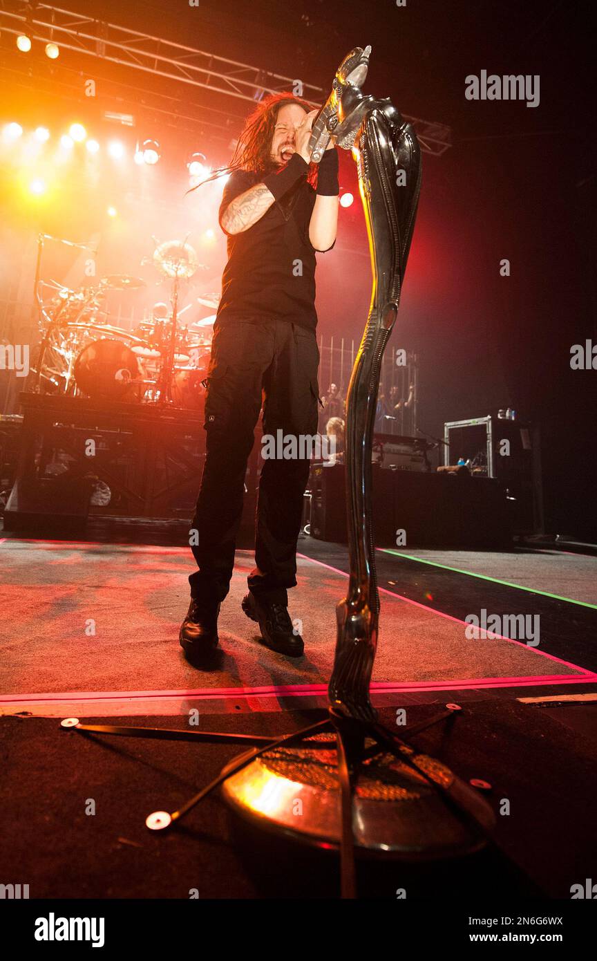 Singer Jonathan Davis of Korn performs on stage at the Sound Academy on ...