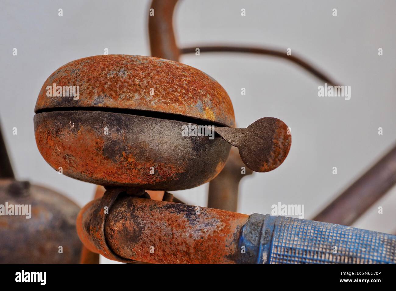 Rusty handlebar of bicycle with bell, old bicycle bell, rust, patina ...