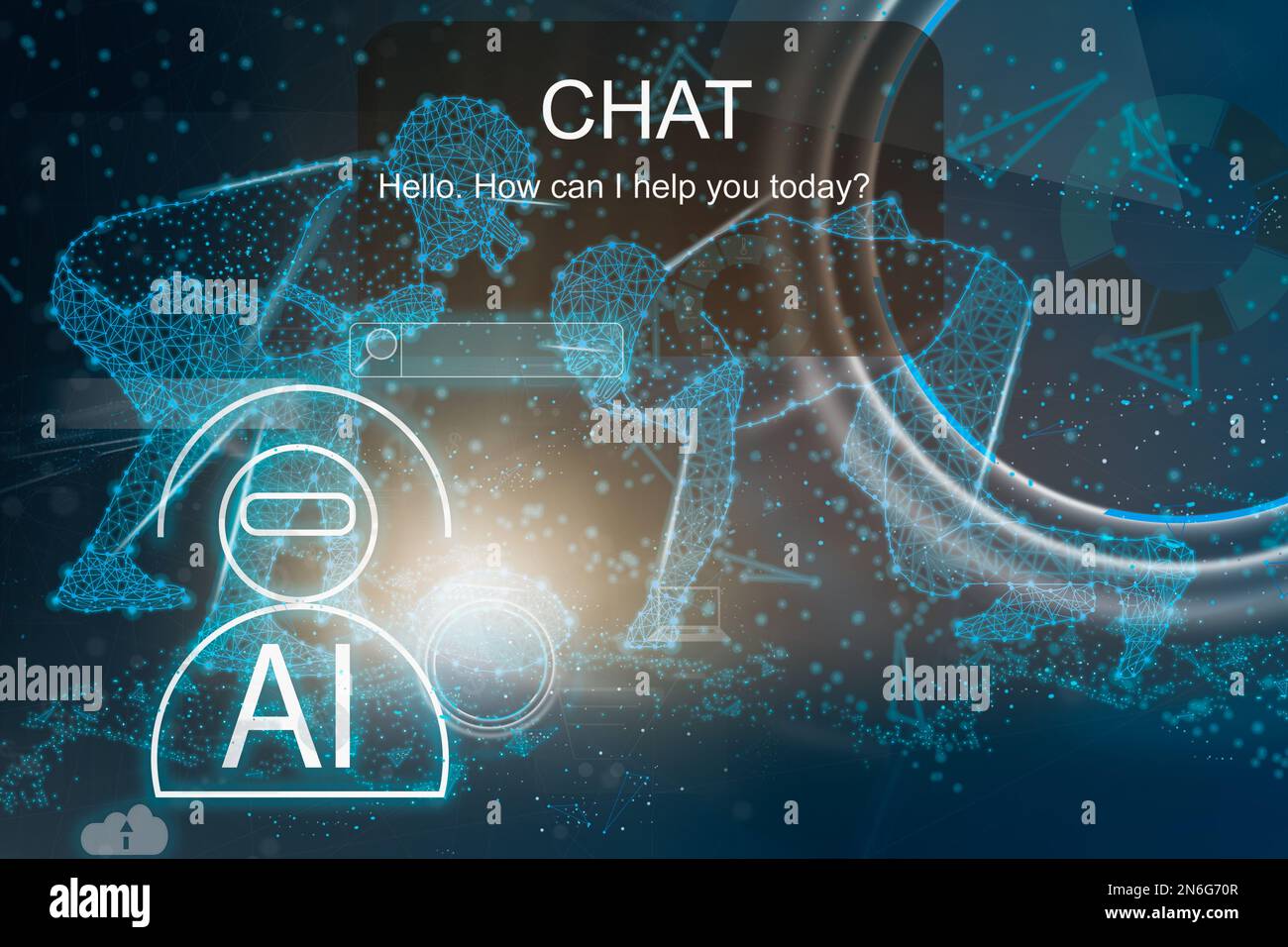 Artificial Intelligence. man using technology smart robot AI, Chatbot Chat with AI, enter ...